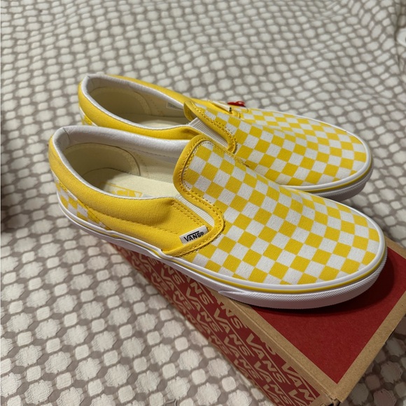 Vans | Shoes | Vans Kids Sneakers In Yellow And White Checkered | Poshmark